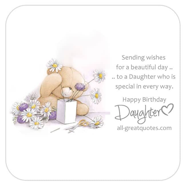 Sending Wishes For A Beautiful Day To A Daughter Daughter Birthday Card Sending Wishes For A Beautiful Day To A Daughter Daughter Birthday Card